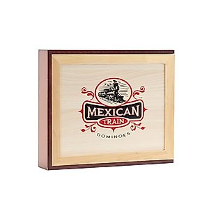 Front Porch Classics | Mexican Train Domino Set in Wooden Collector Box from Front Porch Classics for 2 to 8 Players Ages 8 and Up