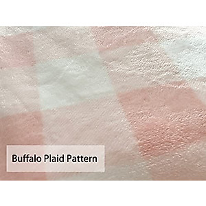 iMaylex Soft Flannel Fleece Tartan Blanket, Buffalo Plaid Pattern Blanket for Bed Couch Sofa, Cozy Lightweight Double Layer Fleece, 27x39 inch (70x100 cm), Pink and White