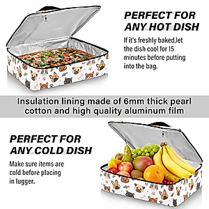 Kcldeci Insulated Thermal Food Carrier Insulated Casserole Carrier for Hot or Cold Food,Cats and Dogs Insulated Tote Bag for Potluck Cookouts Parties Picnic,Lasagna Lugger