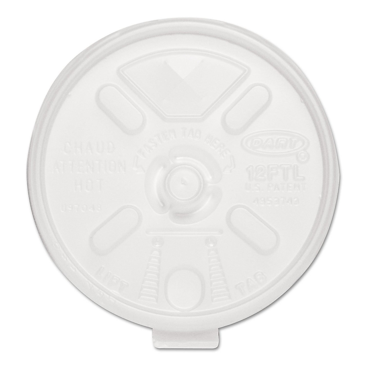 Dart Liftnlock Lids, Fits 10-14oz Cups, Translucent DCC12FTLS