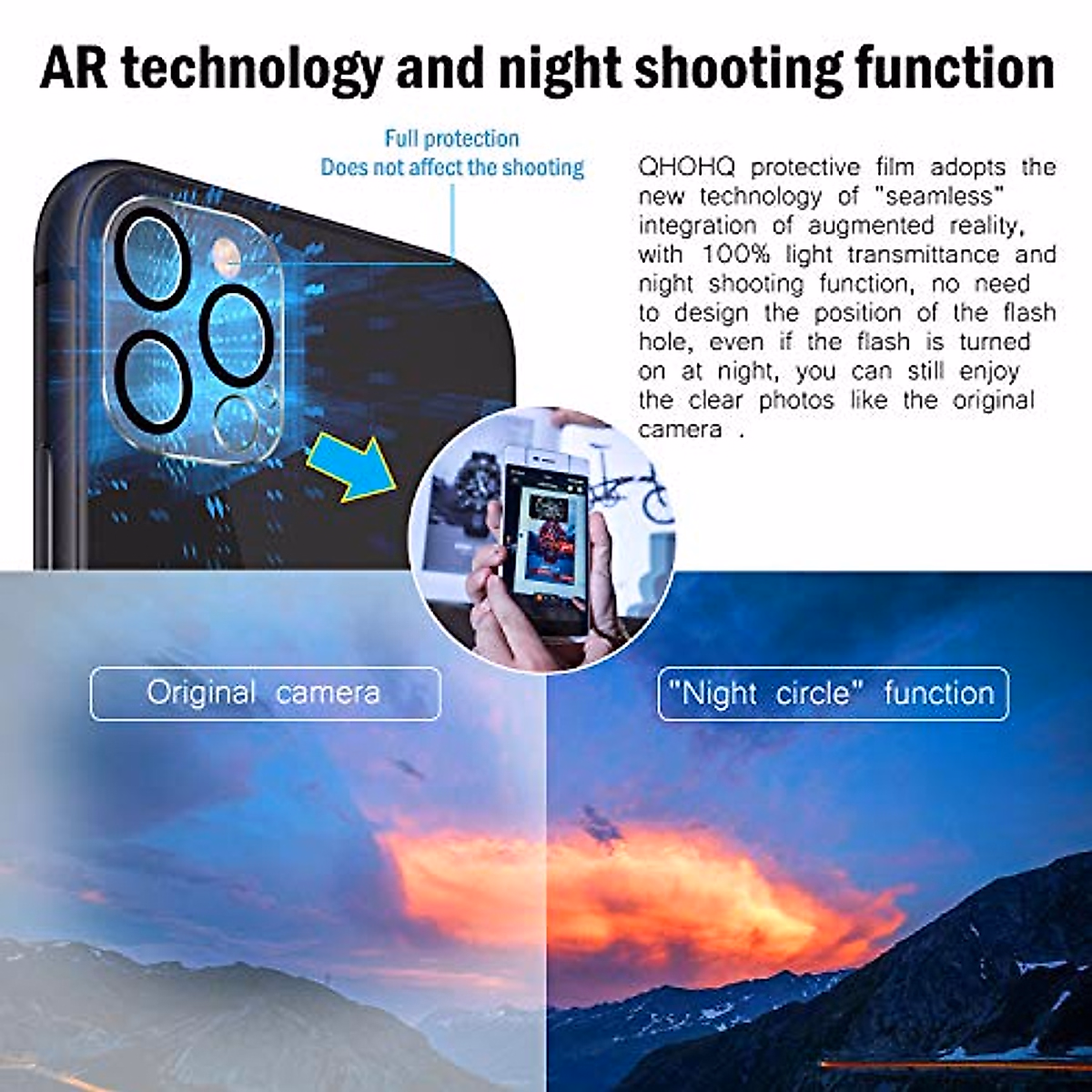 QHOHQ 2 Pack Privacy Screen Protector for iPhone 12 Pro 6.1" with 2 Packs Camera Lens Protector,Full Screen Tempered Glass Film,9H Hardness Anti-Shatter, Anti Spy, Touch Sensitive - Case Friendly