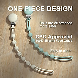 Cuddle Campus Silicone Pacifier Clip Holder with One Piece Design, Pack of 2 Soft Flexible Binky Clips with Texture for Baby Boy and Girl(6m+)