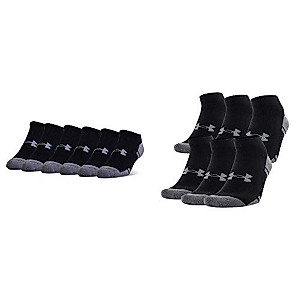 Under Armour Adult Resistor 3.0 No Show Socks, 6-Pairs, Black/Graphite, X-Large & Under Armour Adult Resistor 3.0 Low Cut Socks, 6-Pairs, Black/Graphite, X-Large