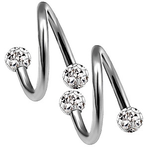 bodyjewellery 2pcs 16g Spiral Piercing Lip Titanium Earring Helix Eyebrow Tragus Studs Cartilage Bar Hoop Twisted Ferido Balls B2ECN