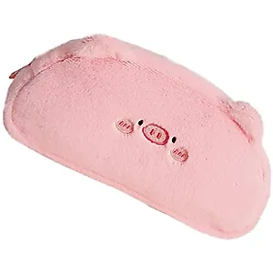 Operitacx Plush Pig Pencil Case: Cute Cartoon Animal Stationery Pen Pouch Travel Cosmetic Makeup Brushed Bag Organizer with Zipper for Teen Girls School Students