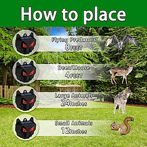 4 Pack Solar Nocturnal Animal Repeller Outdoor, Predator Deterrent with Red Lights, Waterproof Wild Animals Dog Repellent for Chicken Coop, Cat, Skunk, Wolf, Deer, Coyote, Fox, Raccoon