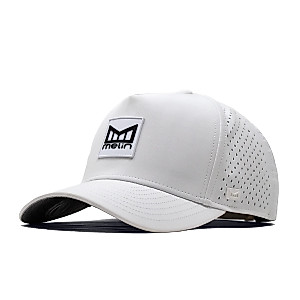 melin Odyssey Stacked Hydro, White, Men's Performance Snapback Hats, Water-Resistant Fitted Baseball Caps for Men & Women, Golf, Running, or Workout Hat, Medium-Large