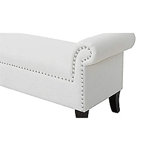 Jennifer Taylor Home Kathy Roll Arm Entryway Accent Bench, Bright White Polyester