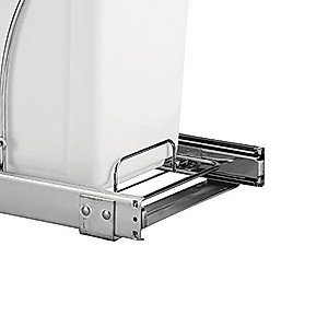 Household Essentials Glidez Pull Out Trash Can, 5-Gallon, Under-Cabinet Caddy with Smooth Glides, Heavy Duty, Easy Installation with Quikfit Technology, Convenient, Easy to Clean, Chrome