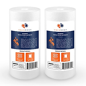 Aquaboon 2-Pack of 1 Micron 10" Sediment Water Filter Replacement Cartridge & Aquaboon 1-Pack Coconut Shell Water Filter Cartridge | Universal Whole House 1 Micron 10 inch Cartridges