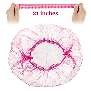 100 Pcs Disposable Nonwoven Bouffant Caps 21 Inch Hair Net Elastic Cap Hair Cover Hats for Beauty Salon Hospital Spa Catering Dust-free Workspace(Pink)