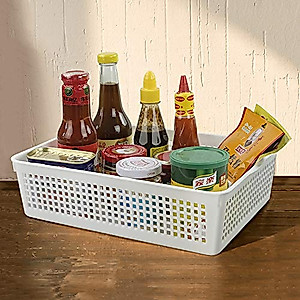 Yarebest 6-Pack Plastic Basket Tray, Shallow Paper Storage Tray, A4 Size, White