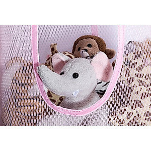 5 Tier Storage Organizer - 12" X 59" - Hang in Your Children’s Room or Closet for a Fun Way to Organize Kids Toys or Store Gloves, Shawls, Hats and Mittens. Attaches Easily to Any Rod. (Pink)