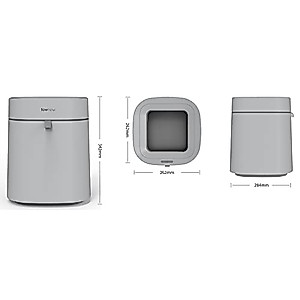 TOWNEW T Air Lite (T02B Gray) 4.4-Gallon Smart Trash Can with Open Barrel Top, Self-Sealing and Self-Changing Technology, Small