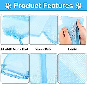 5 Pieces Cat Bathing Bag Set Cat Grooming Bag Adjustable Pet Shower Net Bag Cat Muzzles Anti-Bite Anti-Scratch Nail Clipper Tick Remover Tool Massage Brush for Pet Bathing Cleaning Trimming (Blue)