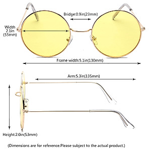 ALWAYSUV Round Small Flat Sunglasses Circle Metal Vintage 70's Hippie Glasses (Green)