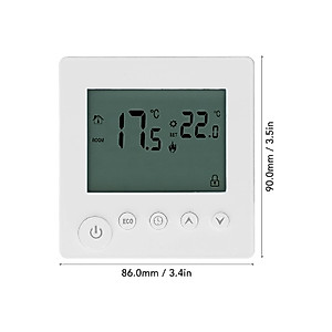 Digital Thermostat, 4500W Intelligent Floor Heating Temperature Control Thermostat with Memory Storage for Home Office Mall, AC 90V-240V, K1H16A (White)
