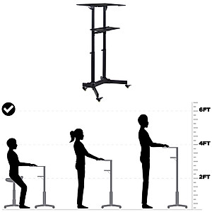 Mount-It! Mobile Standing Height Desk, Portable Podium and Rolling Presentation Lectern, Laptop Stand Up Desk with Caster Wheels (MI-7971)