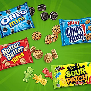 OREO Mini Cookies, CHIPS AHOY! Mini Cookies, SOUR PATCH KIDS Candy & Nutter Butter Bites Cookies & Candy Variety Pack, 32 Snack Packs