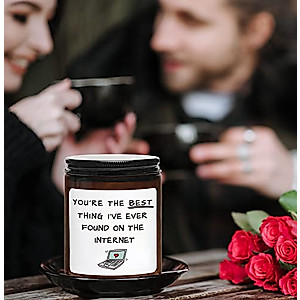 Romantic Gifts for Her Him, Online Dating Gifts, Best Thing I've Ever Found Internet, Anniversary, Valentines Day, Birthday Gifts for Boyfriend Girlfriend BFF Bestie, Sandalwood Rose Candle