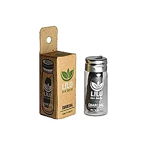 Organic Vegan Bamboo Charcoal Dental Floss in Reusable Glass Bottle | with Tea Tree and Peppermint Essential Oils | 100ft 33m Naturally Waxed | Eco-Friendly Zero Waste