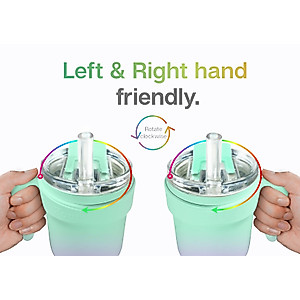 Four Leaf TrustyMate 40 Oz Tumbler with Handle and Built-In Straw Lid, Insulated Leak Proof Stainless Steel Tumbler (Mermaid)