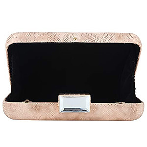 Fawziya Crystal Evening Bags And Clutches Snakeskin Clutch-Champagne