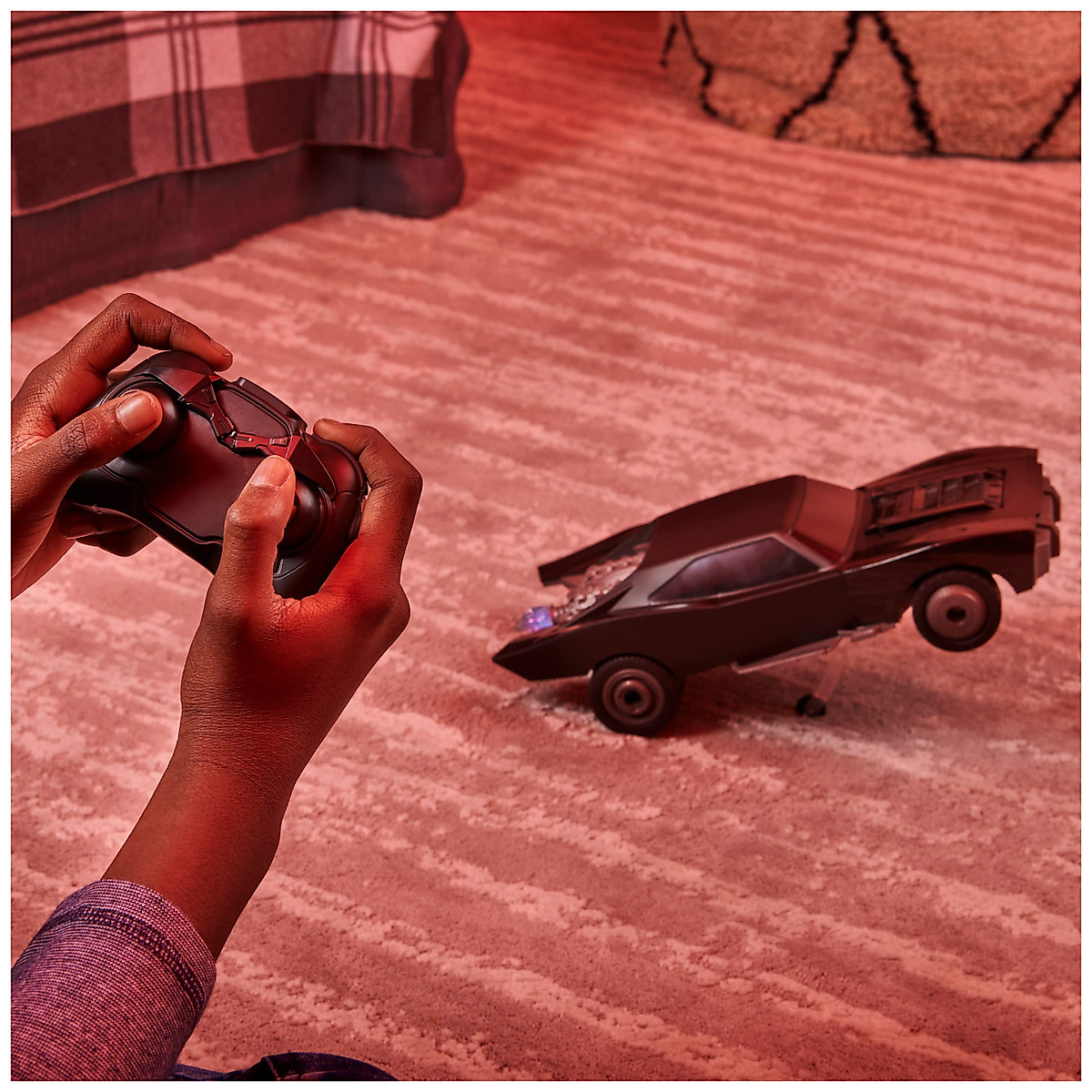 DC Comics, The Batman Turbo Boost Batmobile, Remote Control Car with Official Batman Movie Styling Kids Toys for Boys and Girls Ages 4 and Up