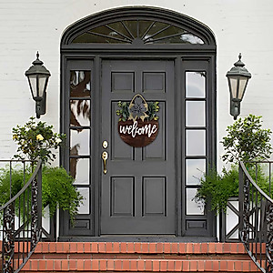 Sokomurg Rustic Round Wood Wreaths Wall Hanging Outdoor, Farmhouse, Porch, Seasonal Welcome Sign Front Door Decoration, for Spring Summer Fall All Seasons Holiday Halloween Christmas 12 In(30 cm)