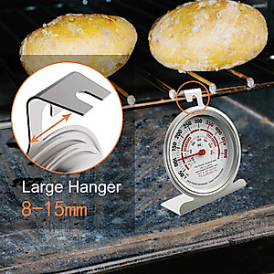 Efeng Large 3.5" Oven Thermometers for Gas/Electric Oven with Large Hanger&Base,Safety Leave-in Oven,Easy to Read Large Number,No Fading Color for Long time Cooking