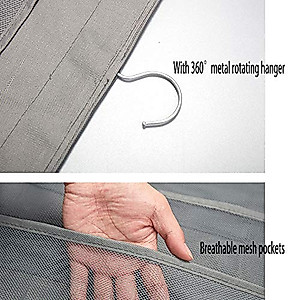 Hottong Hanging Storage Bags Mesh Pockets Dual Sided Closet Organizer with Metal Hanger for Bra Underwear Underpants Shoes Sock