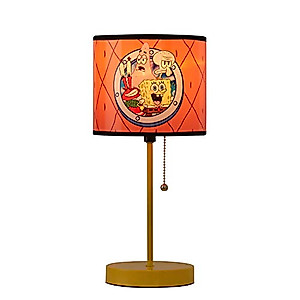 Spongebob Stick Table Kids Lamp with Pull Chain,Metal, Themed Printed Decorative Shade