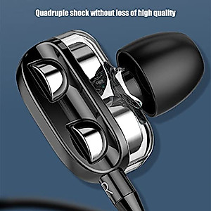 Earbuds Wired with Microphone, Noise Isolating in-Ear Headphones, Powerful Heavy Bass, HiFi, Dual Driver, Earphones Compatible with iPhones, iPods, iPads, MP3, Samsungs, and Most 3.5mm Jack Black