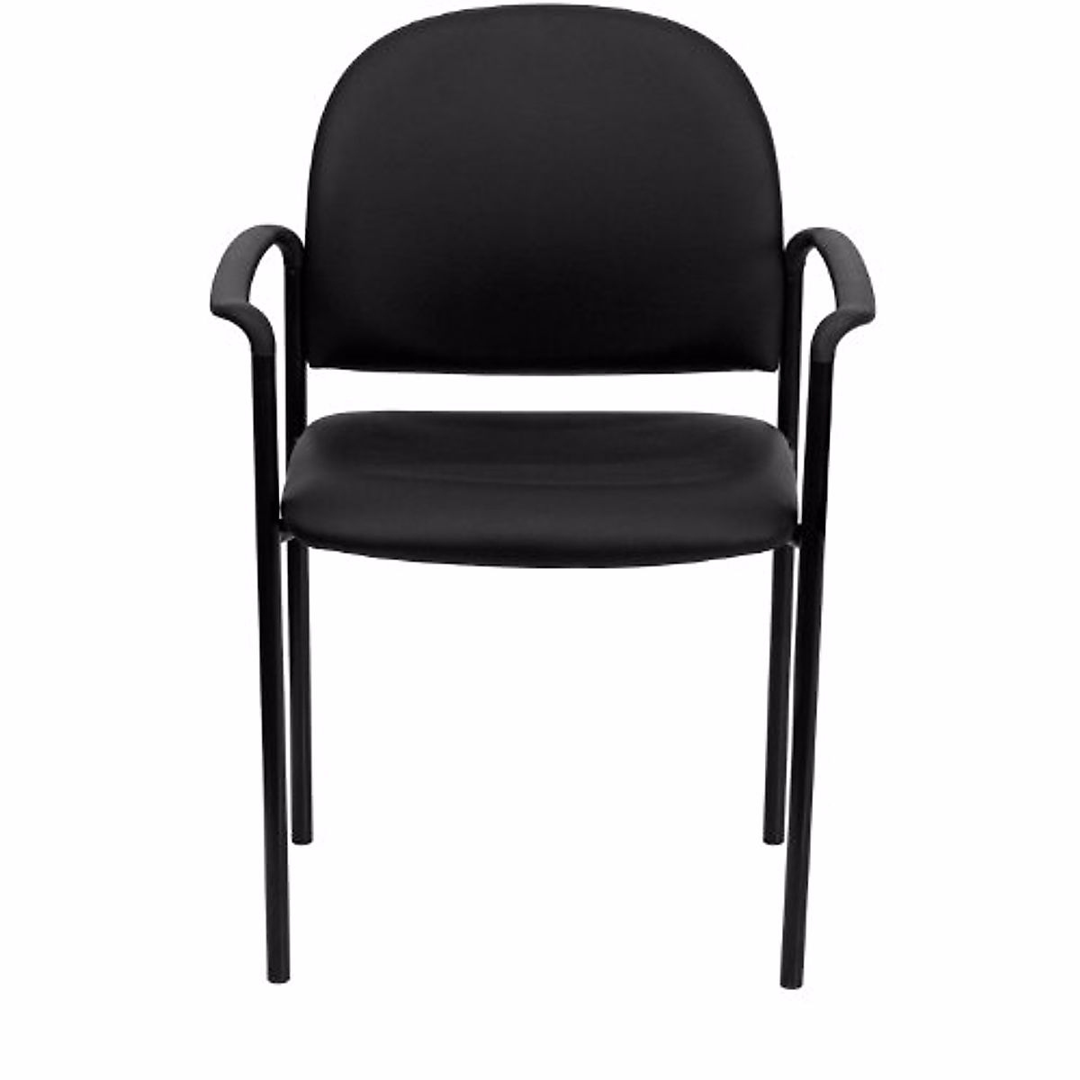 Flash Furniture Tiffany Comfort Black Vinyl Stackable Steel Side Reception Chair with Arms