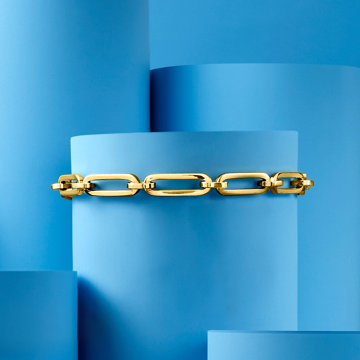 Ross-Simons Italian 14kt Yellow Gold Paper Clip Link Bracelet. 7 inches