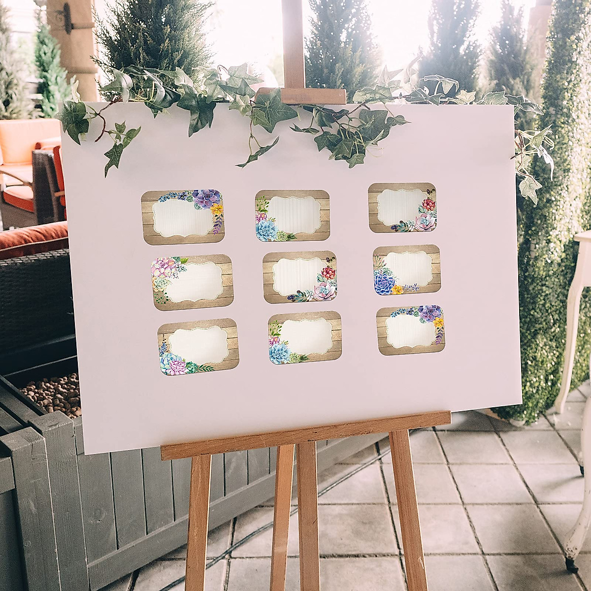 Rustic Bloom Leaves Name Tags - 120 Self-Adhesive Stickers