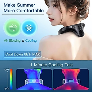 Neck Air Conditioner, Full-body Cooling Neck Fan, 8000mAh Rechargeable Wearable AC Air Conditioner with Large Cooling Plate, 3 Speeds Portable Personal Instant Neck Fan Cooler (Dark Night Black)