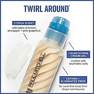 Paul Mitchell Twirl Around Styling Cream-Gel, Defines Curls, Eliminates Frizz, For Curly Hair, 5.1 fl. oz.