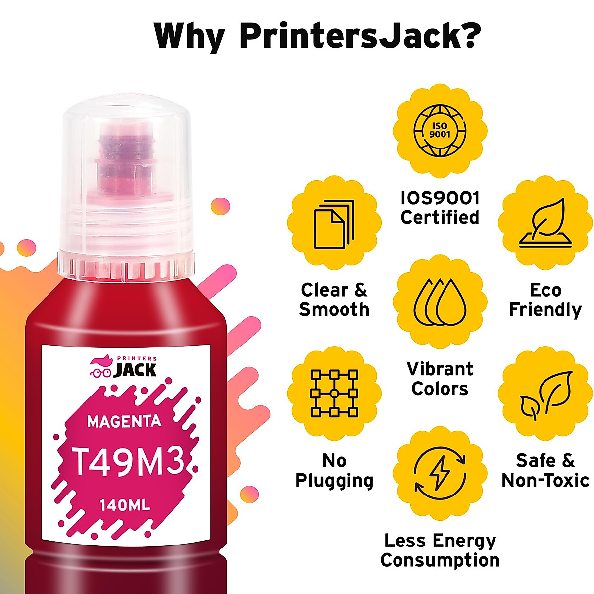 Printers Jack Sublimation Ink Four Pack 400 ML Ultra Vivid for Epson C88 C88+ WF7710 ET2720 Inkjet Printers Heat Press Transfer on Mugs, Polyester Shirts etc