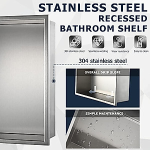 Supllueer Shower Niche Stainless Steel Storage Rack 12" x 12", Schluter Niche, Nickel Wall-Inserted Niche Recessed, Recessed Shower Shelf Modern and Elegant Soap Niche for Bathroom