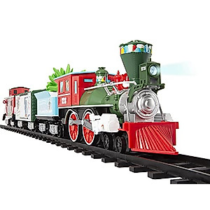 Lionel Battery-Operated Elf Toy Train Set with Locomotive, Train Cars, Track & Remote with Authentic Train Sounds, & Lights for Kids 4+