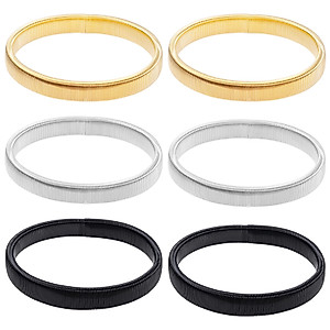 SUMERSHA 6 Pieces Shirt Sleeve Holders Stretchy Metal Armbands Anti-Slip Sleeve Garters Fixing Long Sleeves for Men and Women, Black Gold Silver
