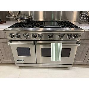 HONEST WEAVE GOTS Certified Organic Cotton Kitchen Hand and Dish Towel Sets - Oversized 20x30 inches, Fully Hemmed, in Designer Colors, 6-Pack, Sage Stripe