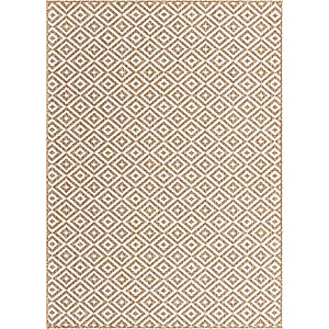 Unique Loom Outdoor Collection Area Rug - Costa Rica (5' 3" x 8' Rectangle, Beige/ Cream)
