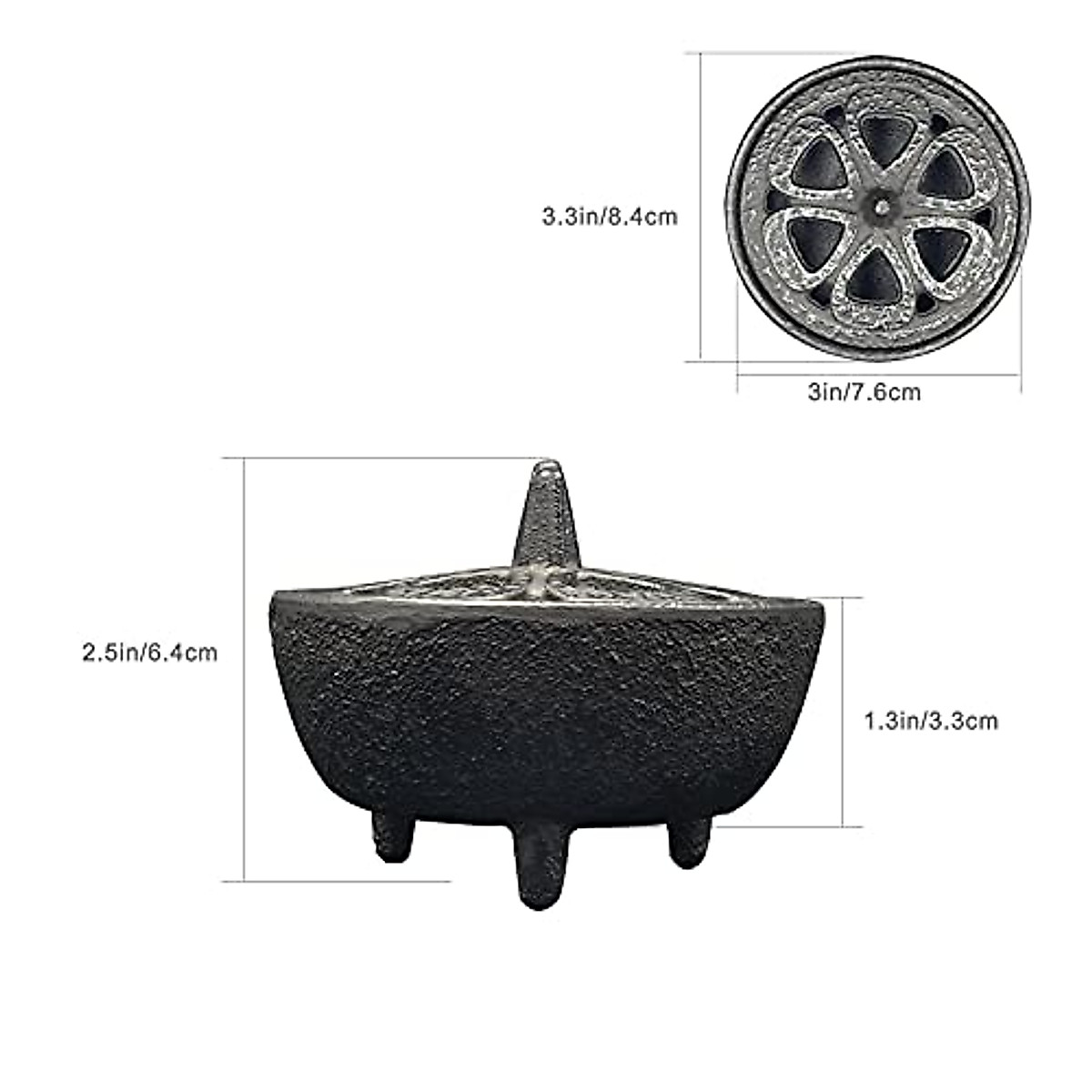 Incense Burner, Incense Burner Holder, Cast Iron Incense Burner with Incense Stick Holder and Fireproof Cotton. Ideal for Incense Sticks, Resin Incense, Cone Incense and Ritual Purpose, Decor, Etc.…