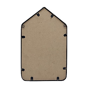 House Shaped Black Metal Ledge, Rural Farmhouse Floating Wall Shelf for Kitchen, Bathroom, Bedroom, Living Room or Office with Wood Board,9.5x15