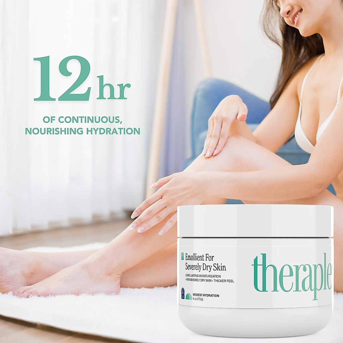 THERAPLEX Emollient Cream for Dry Skin - No Parabens or Preservatives, Noncomedogenic, Fragrance-free, Dermatologist Recommended - Long-lasting Moisturizing Cream and Heaviest Hydration (6 Oz)