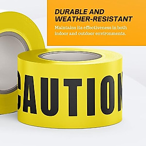 Performore Caution Tape, 3" x1000 Ft Yellow Barricade Caution Tape Roll, High Visibility, Tear Waterproof Resistant Non Adhesive Safety Tape for Danger Hazardous Construction Areas or Crime Scene