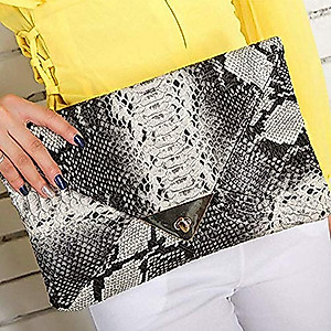 RARITYUS Women Large Envelop Clutch Snakeskin Handbag with Chain Strap Ladies Snakeskin Shoulder Crossbody Bag