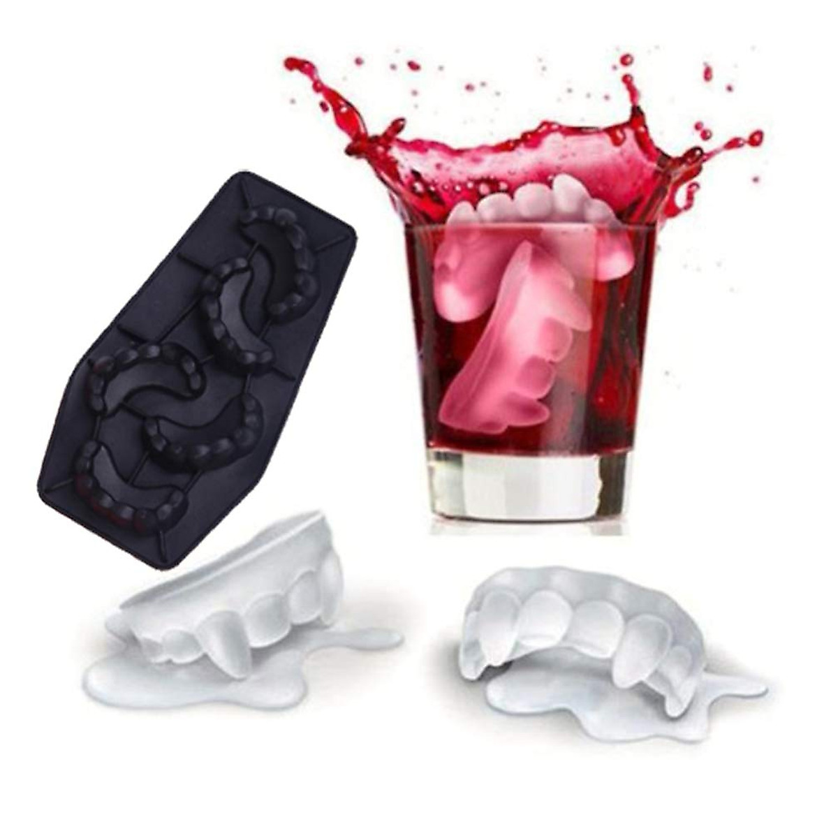 BESPORTBLE Halloween Vampire Teeth Ice Cube Mold Creative Halloween Theme Chocolate Ice Box Ice Cube Tray Mold Ice Maker DIY Kitchen Party Accessories